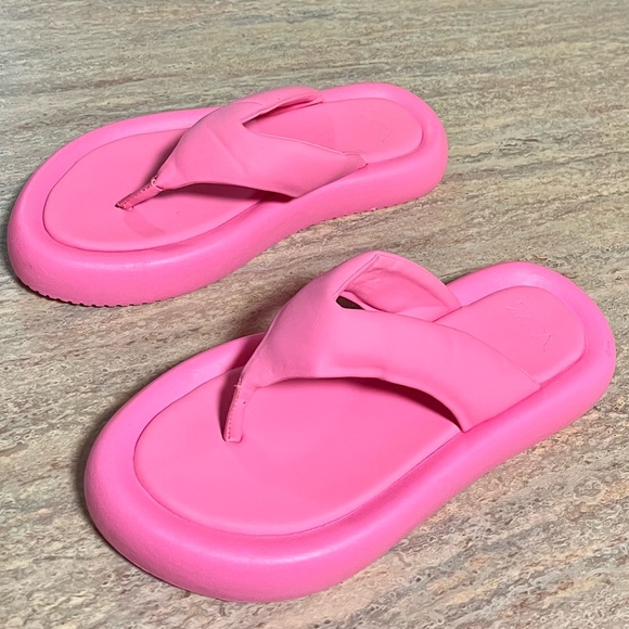 Zara | Shoes | Nwob Zara Pink Flip Flop Platform Sandals | Poshmark